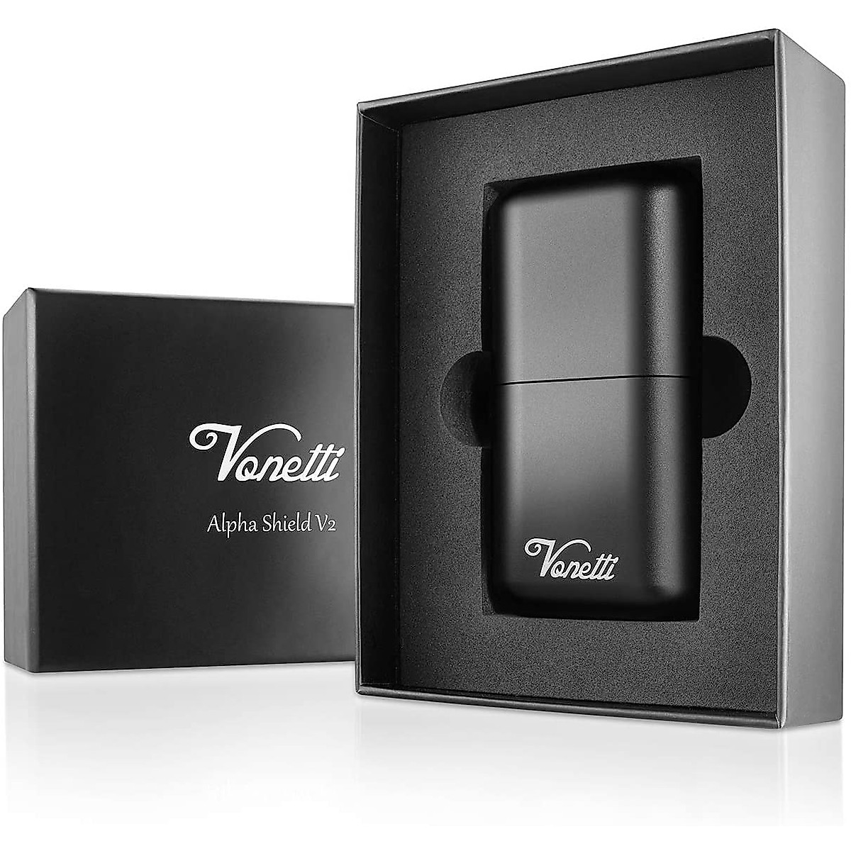 VONETTI Alpha Shield Bello - Premium RFID Signal Blocker Box - Smart Car Key Faraday Signal Protector, Keyless Go RFID Blocking Case, Crypto Wallet Safe Box, Signal Blocker Faraday Tin (Black)