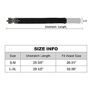 Dorchid Women Retro Belts Rhinestone Cummerbunds Floral Crystal Interlocking Waistband Stretch belt for Female (Black, S-M(26~31"))