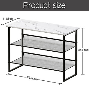 Garden 4 you 3 Tiers White Marble Shoe Rack,Freestanding Organizer Multi-Purpose Adjustable Flat and Slant Storage Rack Shoe Shelf, High Heels Potted Plant for Entryway Hallway Living Room Closet