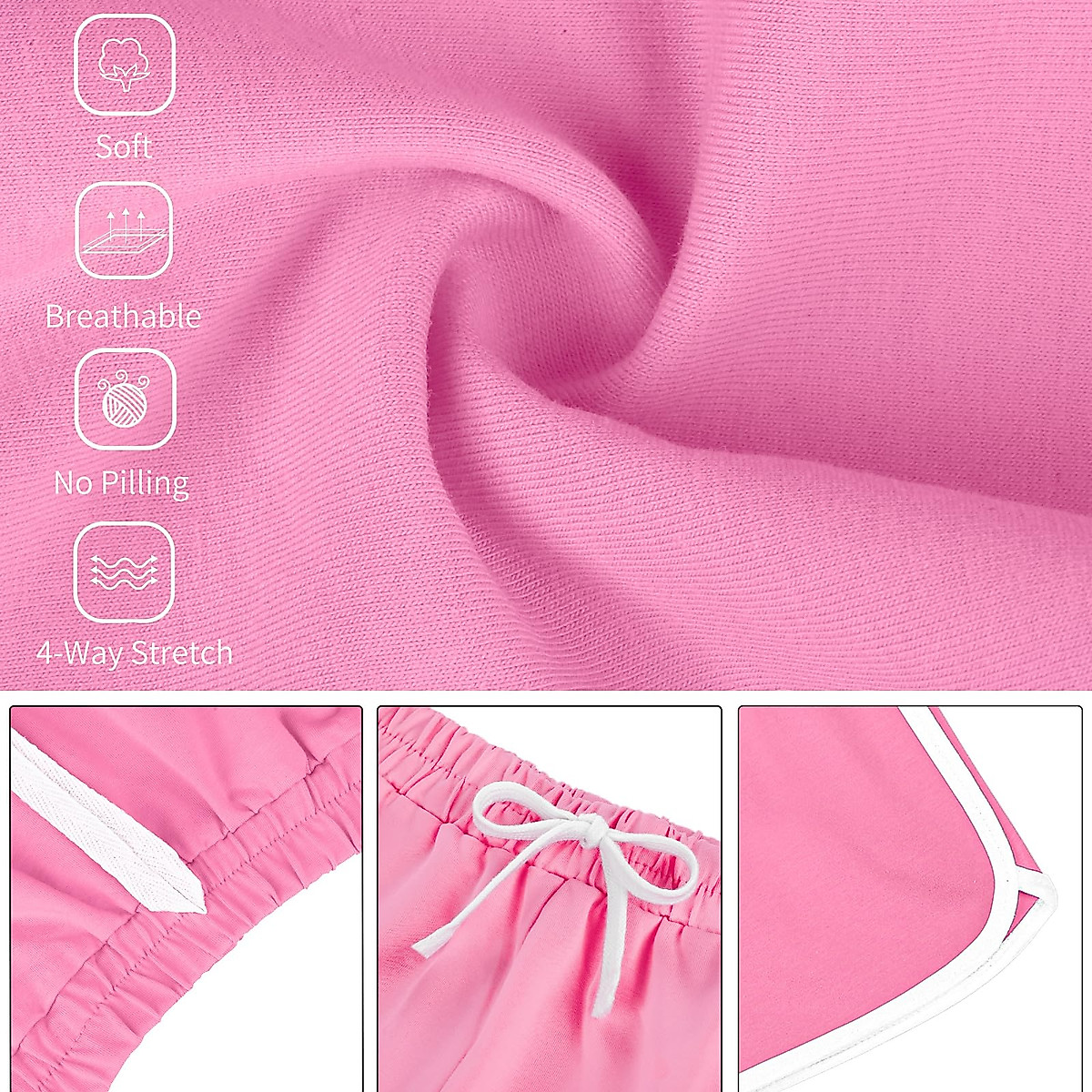 Resinta 5 Packs Girls Cotton Athletic Shorts Active Running Shorts Toddler Summer Shorts Dolphin 6-7 Year