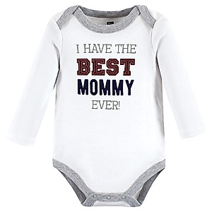 Hudson Baby Unisex Baby Cotton Long-Sleeve Bodysuits Mamas Boy, 3-6 Months