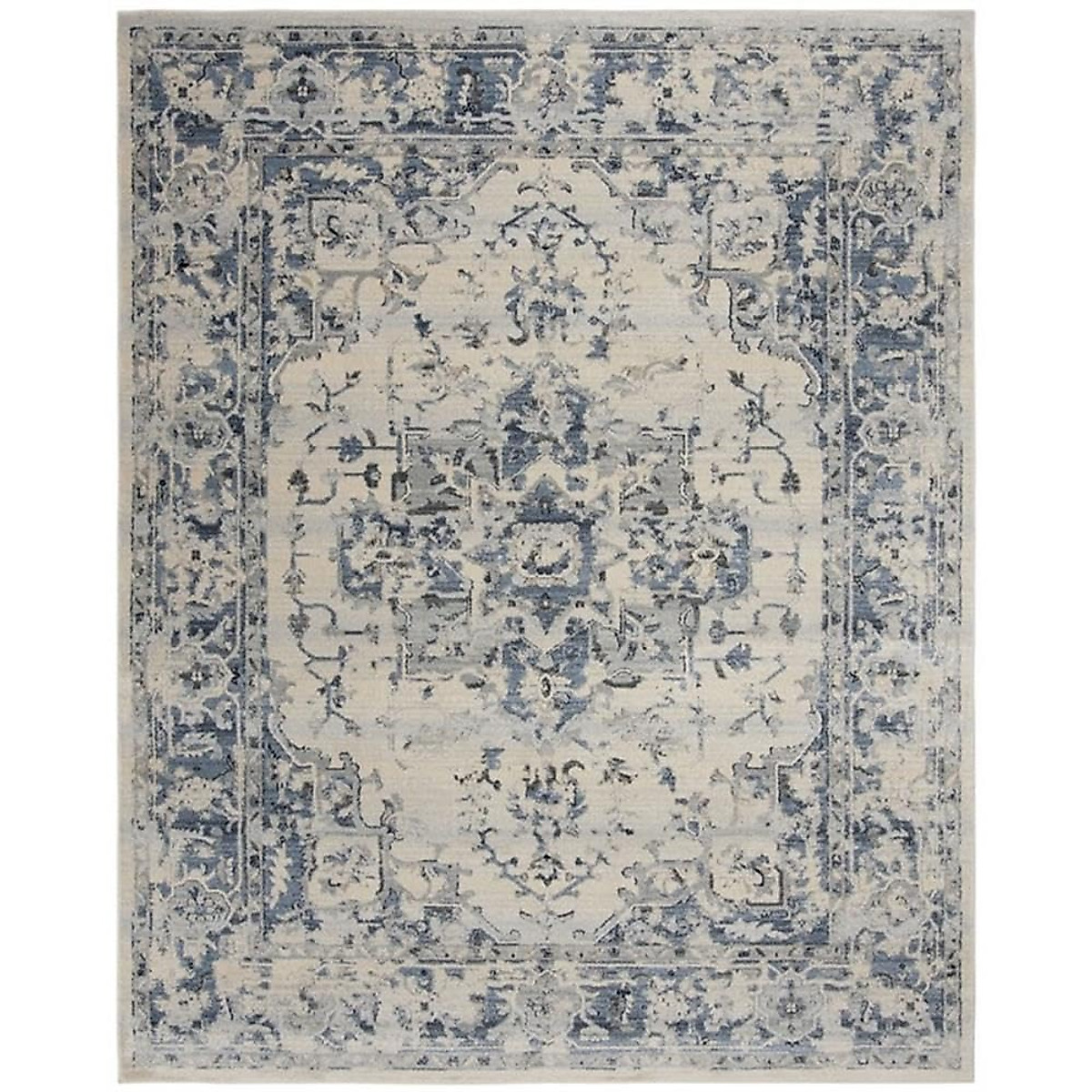 SAFAVIEH Charleston Collection Area Rug - 8' x 10', Ivory & Navy, Oriental Distressed Design, Non-Shedding & Easy Care, Ideal for High Traffic Areas in Living Room, Bedroom (CHL411A)