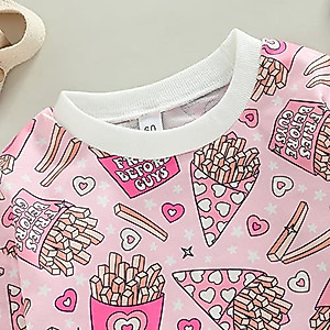 OikMombiu Newborn Baby Girl Boy Valentines Day Outfit Fries Before Guys Bubble Romper Crewneck Sweatshirt Onesie Cute Clothes(Full French Fries Pink, 0-3 Months)