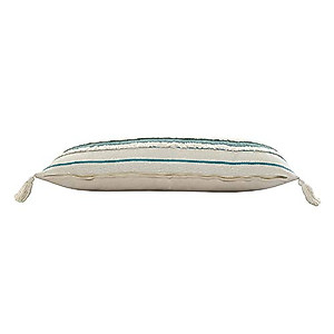 LR Home Quarry Striped Lumbar Throw Pillow, 14" x 36", Aqua/Jade/Turquoise/White