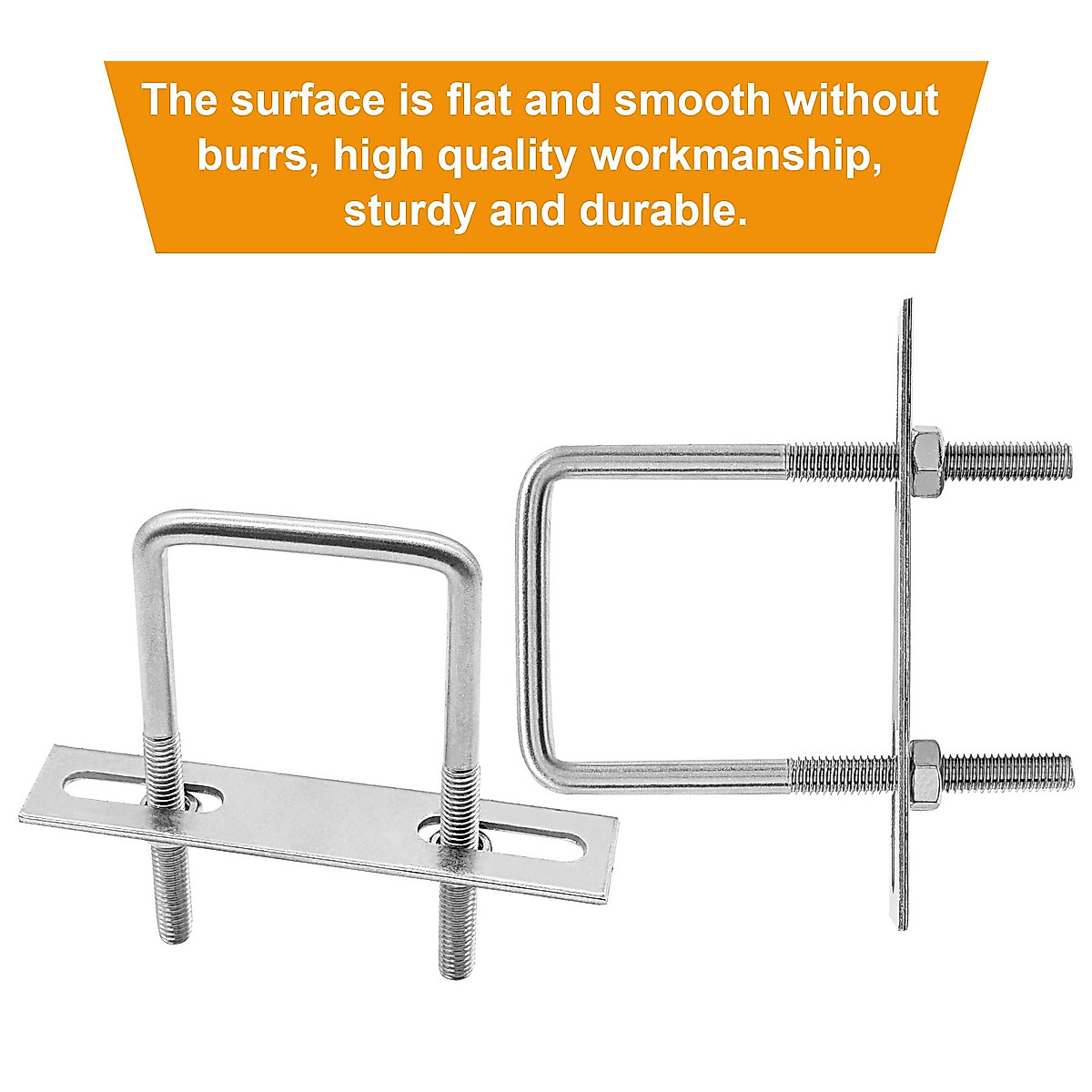 BokWin 4PCS M6x40x80mm Stainless Steel Square U-Bolt Tie Down U Bolt with Frame Plate and Nuts