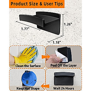 Aurofyx Hat Rack, Hat Hooks Organizer for Baseball Caps for Wall, No Drilling Sticky Wall Hat Holder Hanger 12-Pack