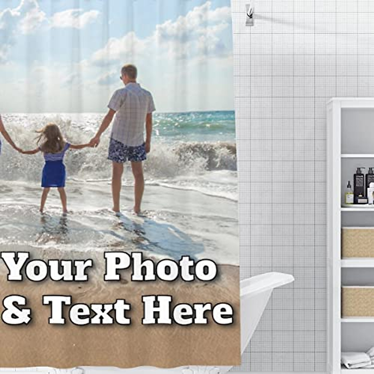 Sinsoledad Custom Shower Curtain, Personalized Shower Curtain Upload Image Backdrop Photograph Art Design ADD Logo Text (48"x72")