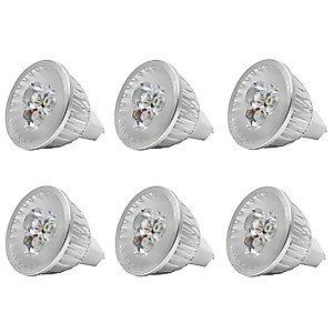 MR16 LED Light Bulbs 3W MR16 Base LED 12V 3W(20W Halogen Bulb Equivalent) Cool White LED Bulb Spotlight Bulbs for Landscape Recessed Lighting,12V Low Voltage,6000K Cool White,Not Dimmable,6 Pack