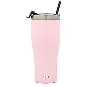 Simple Modern Tumbler with Clear Flip Lid and Straw | Reusable Insulated Water Bottle Stainless Steel Travel Mug | Slim Cruiser Collection | 32oz, Blush