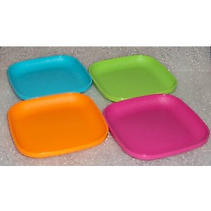 SMALL Tupperware 4 Inch Square Plates, Children's Toy Size Set