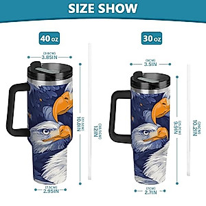Selerdon 40 oz Tumbler Eagles Blue with Handle and Straw Lid Vacuum Stainless Steel Insulated Water Bottle Travel Mug Car Cup Holder Friendly BPA Free for Gym Travel Office