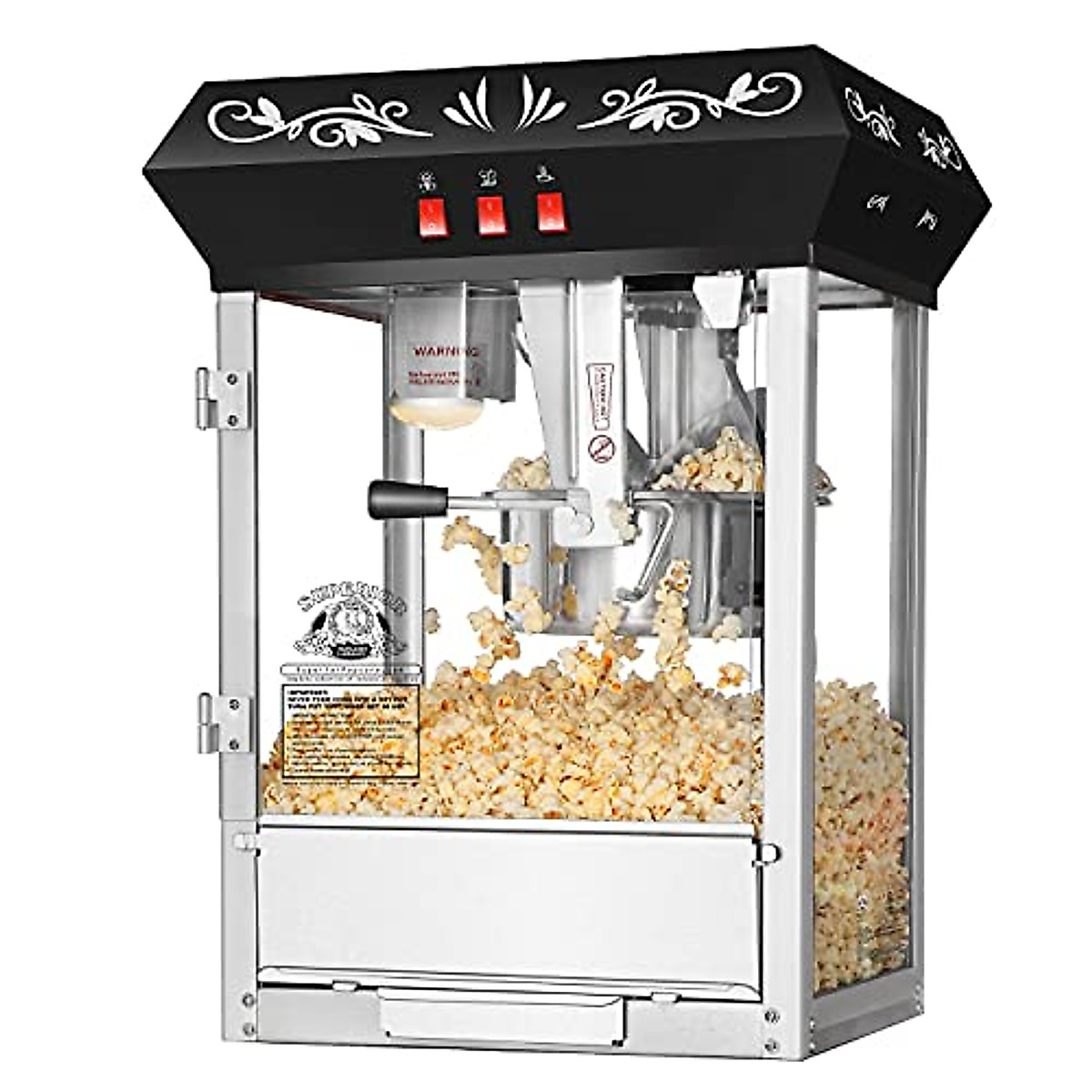 Countertop Movie Night Popcorn Popper Machine-Makes Approx. 3 Gallons Per Batch- by Superior Popcorn Company- (8 oz., Black)