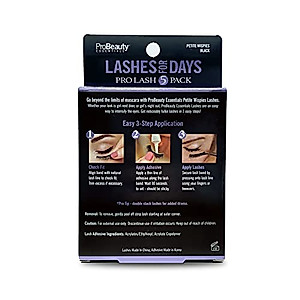 ProBeauty Essentials Faux Mink False Eyelashes (Petite Wispies) - Easy to Apply, Gives Lashes Soft, Wispie Look | Noticeably Fuller Looking Lashes | Adhesive Included | Cruelty Free (5 Pair - Black)