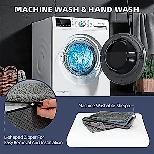 pettycare Washable Beds for Medium and Large Dogs with Waterproof Liner, Shredded Memory Foam Dog Crate Bed with Removable Cover, Fit Up to 65 LBs Orthopedic Pet Mat Pillow, Grey