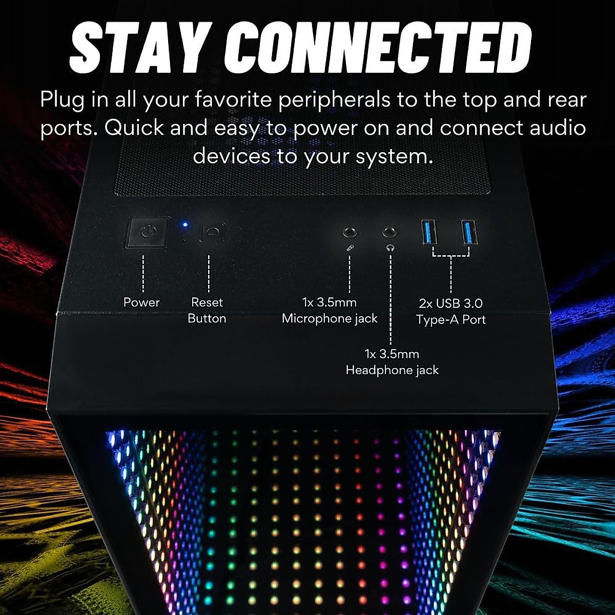 Empowered PC Continuum Micro 26L mATX Mid Tower Gaming Desktop Computer Case with 6 ARGB 600-2000rpm PWM Fans Pre-Installed, Dual Mode (3p Mobo + Remote) Control & ATX PSU & 347x166x89mm GPU Clearance
