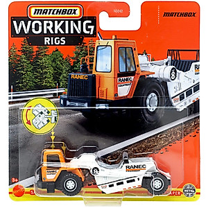 Matchbox Road Scraper, [Orange/White] Working Rigs 5/16