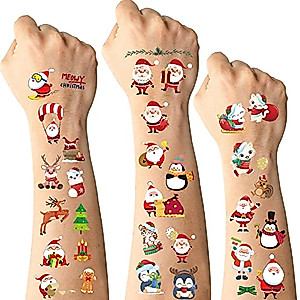 116 Pieces Christmas Temporary Tattoo for Kids Santa Claus Tattoo Stickers Waterproof Reindeer Candy Tree Socks Fake Tattoos Decoration for Women Adult Face Body Tattoo Accessories Christmas Eve Party Favor