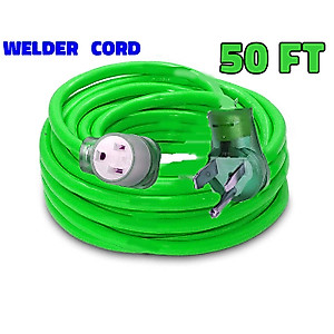 pizety Welder Extension Cord 50 ft 10,000 Watts Nema 6-50 250-Volt Welder Extension Cord 8 Gauge Lighted end 8/3 Welder Extension Cord 50 amp Plug ETL Approved Welding Extension Cord 6/50 8 AWG