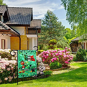 St Patricks Day Garden Flag with Lights, Irish Garden Flag Leprechaun Sat in the Irish Green Truck Flags, Shamrock Hat Flag Double Sided Yard Flags for Lawn Garden Outdoor Decorations (12 x 18 Inch)