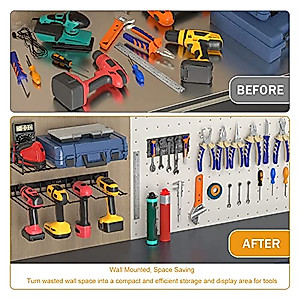 Power Tool Organizer, Garage Tool Storage Rack Wall Mount Heavy Duty Metal Tool Shelf Space Saving Drill Holder Can Hold 4 Power Drill Tools for Home, Garage, Workshop