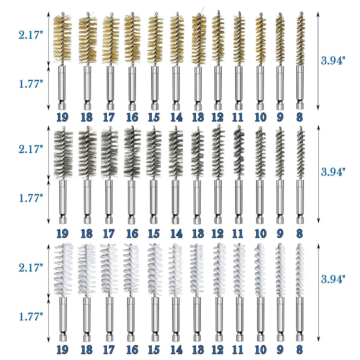 Sutekus Wire Brush Set Bore Cleaning Brush Set with 1/4 Inch Hex Shank Assorted Cleaning Brushes for Power Drill Impact Driver