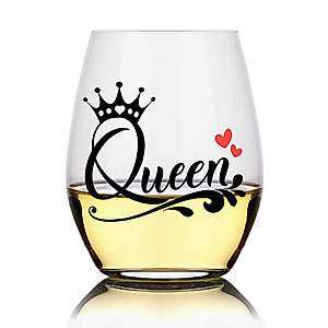 Perfectinsoy Queen Funny Wine Glass, Unique Queen Gift for sisters, Women, Girlfriend, Her, Wife, Friend, Bridal Shower, Engagement or Wedding Favor