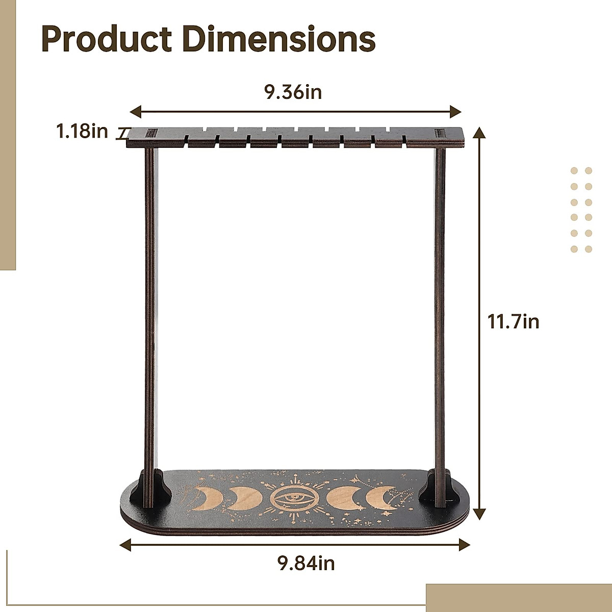 Kapmore Wooden Pendulum Display Stand, Wooden Moon Phases Crystal Holder Stand, Crystal Pendants Wood Pendulum Display Stand Ornament Holder Stand for Home Tabletop