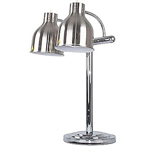 LINKANRUO Food Heating Lamp, Double Heat Lamp Food Warmer, with Scattered Vents and Dual 250w Bulbs, Restaurant Kitchen Buffet Warmer Table, Free Standing Commercial and Home Use Lamps(Silver)