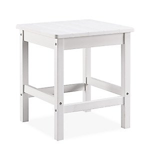 Pslivam Outdoor Side Table, 15.6" Poly Lumber Adirondack Side Table, Weather Resistant Patio Side Table for Poolside, Garden and Front Porch (White)