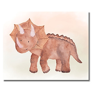 Dinosaur Watercolor Prints - Cute Wall Art for Kids, Boys or Girls Bedroom, Dinosaur Poster Set for Playroom or Nursery, Fun Dino Art for Children's Room - Unframed Set of 6 (8x10")