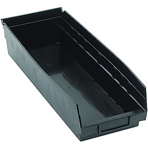 QUANTUM STORAGE SYSTEMS K-QSB104BK-10 10-Pack Plastic Shelf Bin Storage Containers, 17-7/8" x 6-5/8" x 4", Black