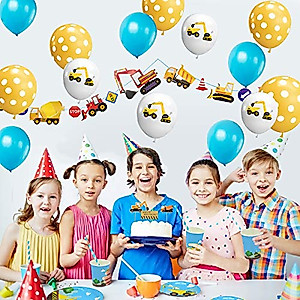 Construction Themed Birthday Party Supplies for Boys - Dump Truck and Tractor Party Decorations Set For Kids,Include Plates,Cups,Napkins,Balloon,Tablecloth and Banner,24 Guests,235 Pcs