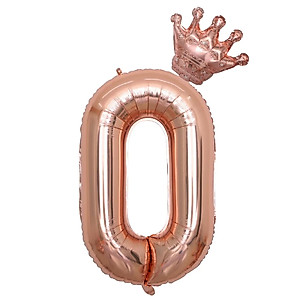 40 Inch Rose Gold Number 60 Balloons With Crown, 60th Birthday Balloons for Men and Women, 60th Birthday Decorations, Wedding Anniversar Celebration Decoration Balloons. (Rose Gold)