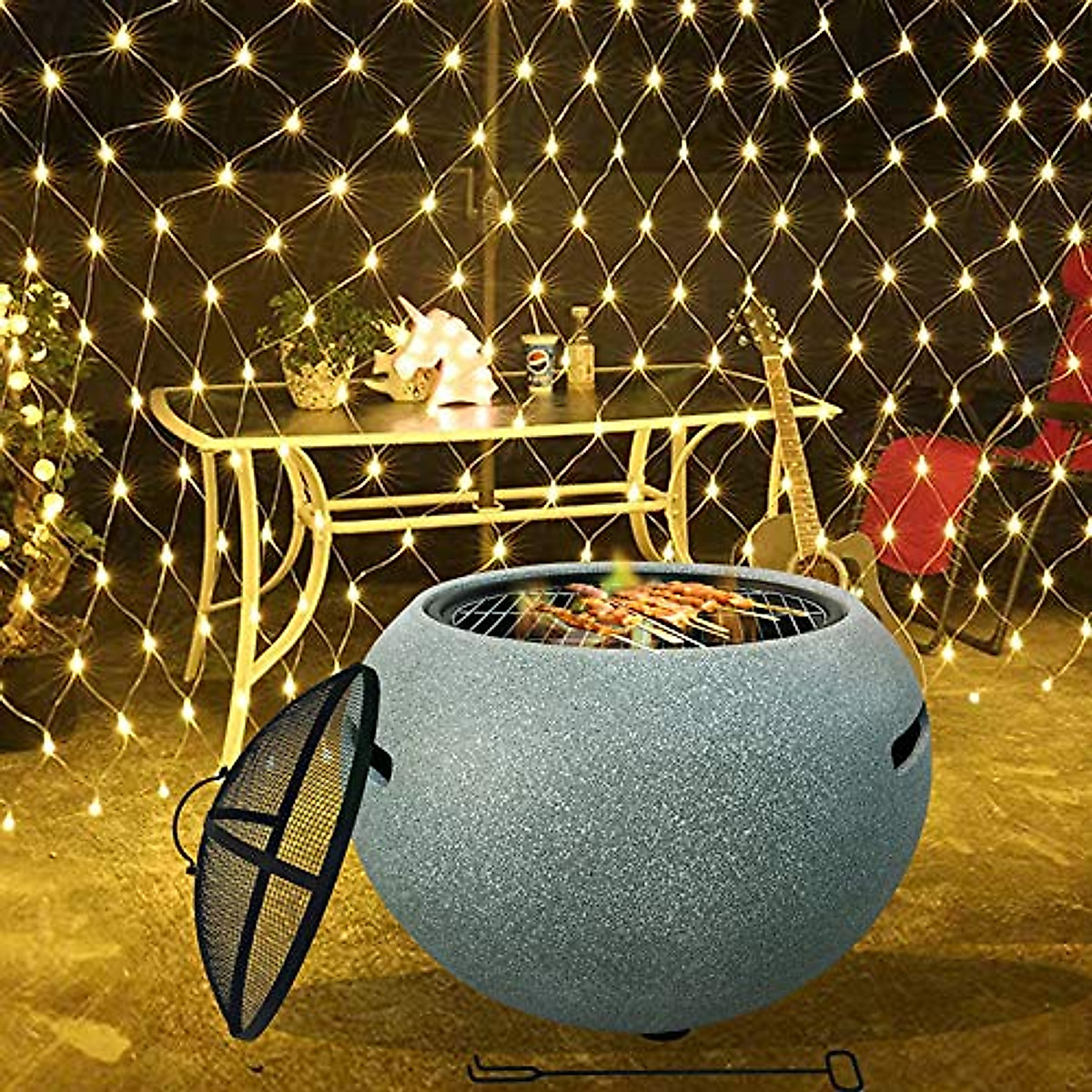 NEWCES Safety Certification Wood Burning Barbecues Grills Garden Fire Pit BBQ Grill Big Fire Bowl Barbeque Grill Charcoal Barbecues Grills for Grilling & Campfire & Cooking