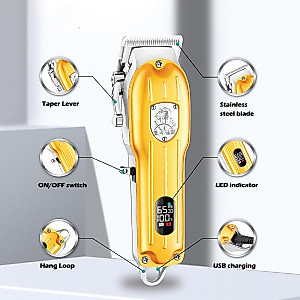 HARUE Hair Clippers for Men, Hair Clipper Professional Hair Cutting Machine Adjustable Hair Trimmer Cordless Trimmer Electric Two-Speed Adjustment