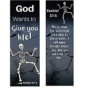 100 Count Bulk Pack Skeleton Halloween Alternative Bookmarks, Christian Handouts, Bible Verse, Scripture, Trunk or Treat Ideas, Fall Festival, Gospel Tracts