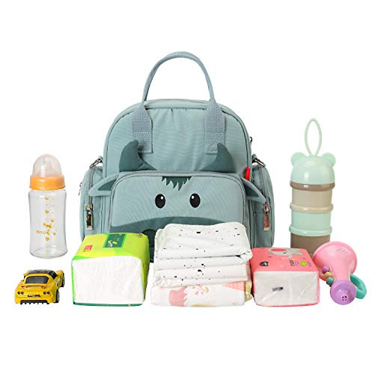 Quality Small Cute Multi-Function Diaper Bag Tote Messenger Backpack-Blue