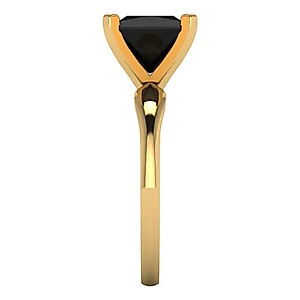 2.50ct Princess Cut Solitaire Natural Black Onyx Excellent Engagement Bridal Promise Anniversary Ring 18K Yellow Gold 5.5