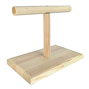 loinhgeo Portable Wood Bird Parrot Training Spin Perch Stand Playground Platform Toy Wood Color