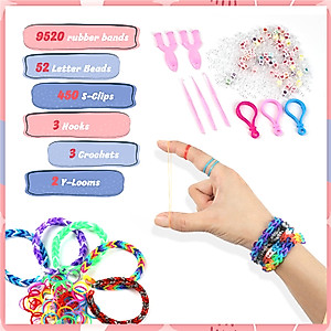 HTVRONT Rubber Band Bracelet Kit - 10000+ Loom Bracelet Making Kit with 450 Clips, Rubber Bands Refill Loom Set for Beginners, Rubberband Bracelets Kit for Girls Boys Birthday Parties Gift
