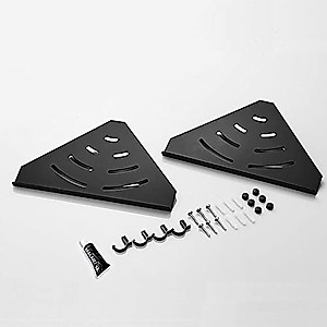 FVRTFT Shower Caddy Corner Shower Shelves Wall Mounted Shower Rack with hook Black No Drilling Self Adhesive space aluminum for bathroom-2 tier