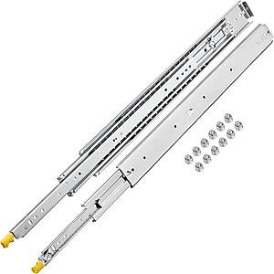 VEVOR Drawer Slides with Lock, 1 Pair 52 inch, Industrial Drawer Slides up to 500 lbs Capacity, 3-Fold Full Extension, Ball Bearing Lock-in & Lock-Out, Side Mount