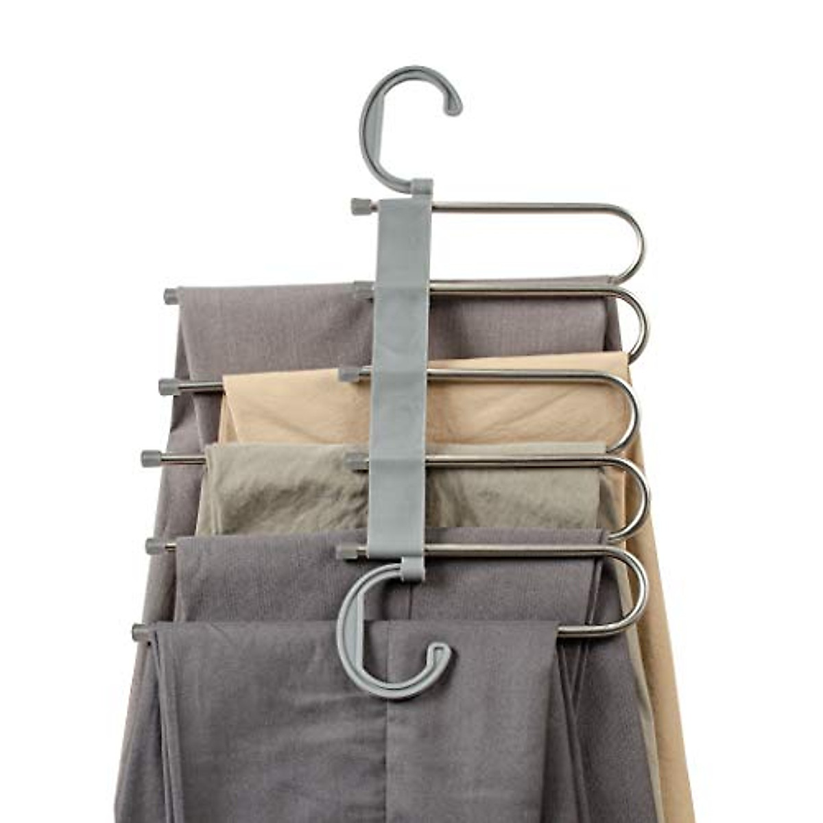 My Home Magic Pant Hanger - Organization and Space Saver Closet Companion, Grey / Stainless Steel