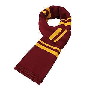 Guturris Knit Neck Scarf Magic College Styles Striped Winter Neckerchief Movie Character Cosplay Costume Accessory Red