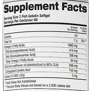 Top Secret Nutrition Fish Oil and CLA Veggie Softgels, 120 Count