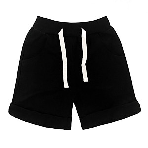 SOBOWO 12-18 Month Boy Shorts Baby Boys Sport Shorts Summer 3-Pack Solid Cotton Jogger Active Shorts Casual Harem Pants 0-24 Months (12-18 Months, Black/Red/Gray)