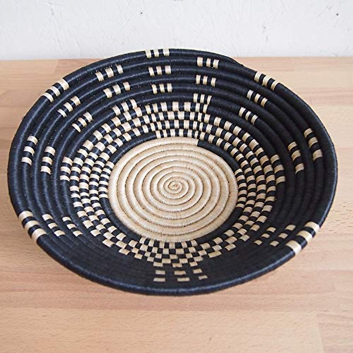 African Basket- Mukingi/Rwanda Basket/Woven Bowl/Sisal & Sweetgrass Basket/Black, Tan
