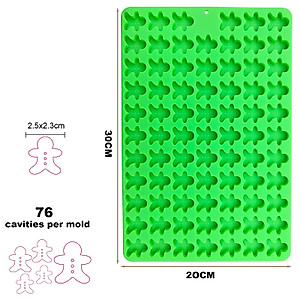 Mini Christmas Molds, Silicone Christmas Tree mold, Gingerbread Man Silicone Mold, Mini Gummy Mold for Baking, Cookies, Pudding, Jelly, Dog Biscuit, Set of 2