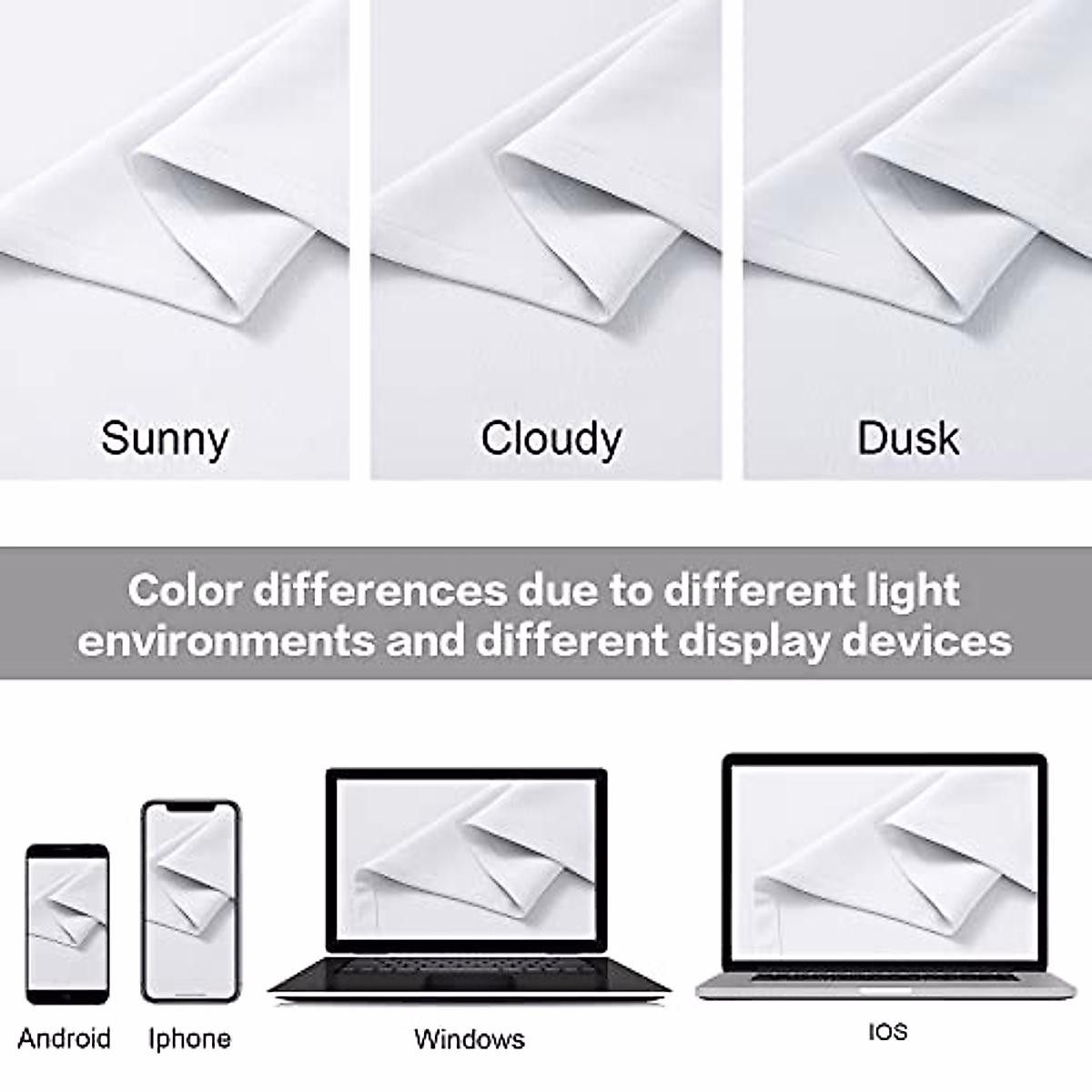 DUALIFE Back Tab/Rod Pocket Bedroom Window Curtains - Half Blackout Pure White Curtains 90 Inches Long, Room Darkening Thermal Insulated Window Treatment Panels 52 x 90 Inch, 2 Panels