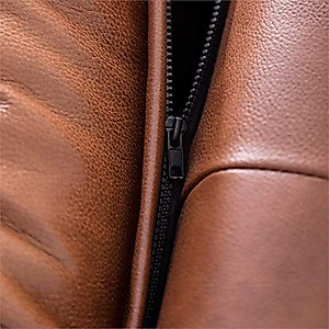 BOWERY HILL Mid Century Top Grain Leather Sofa, 3 Seater Modern Tufted Couch with Wood Legs for Living Room, Camel Brown